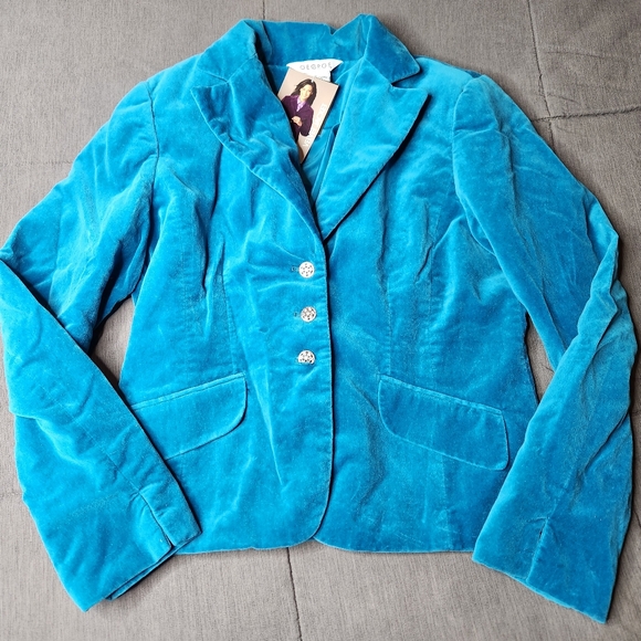George | Jackets & Coats | George Blue Velvet Jacket Blazer | Poshmark